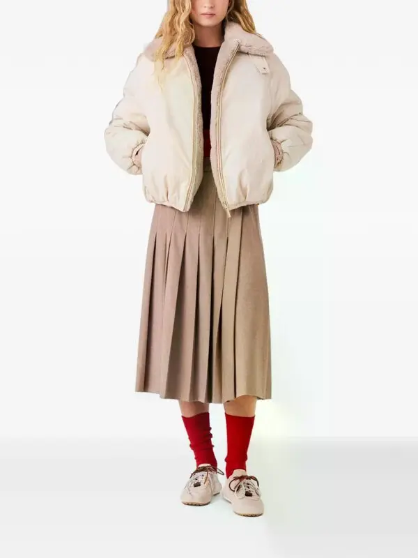 Maje Reversible Faux-fur Collar Puffer Jacket - Neutrals
