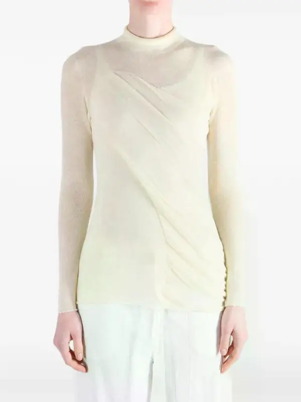 Issey Miyake Ruched Long-sleeve Top