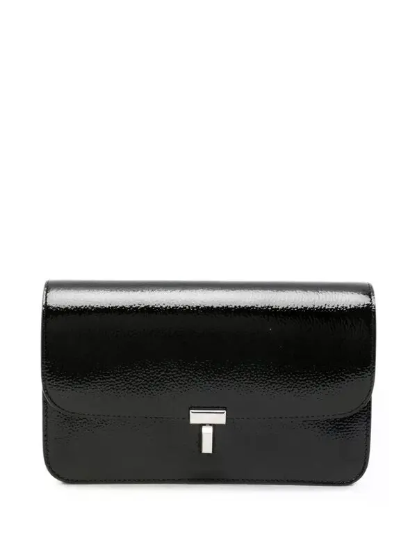 TOTEME T-lock Grained-patent Crossbody Bag - Black