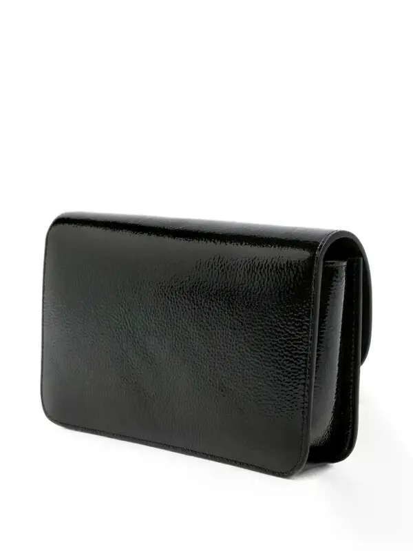 TOTEME T-lock Grained-patent Crossbody Bag - Black