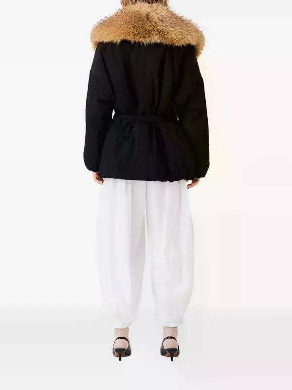 Maje Faux Fur Trimmed Shawl Collar Coat - Black