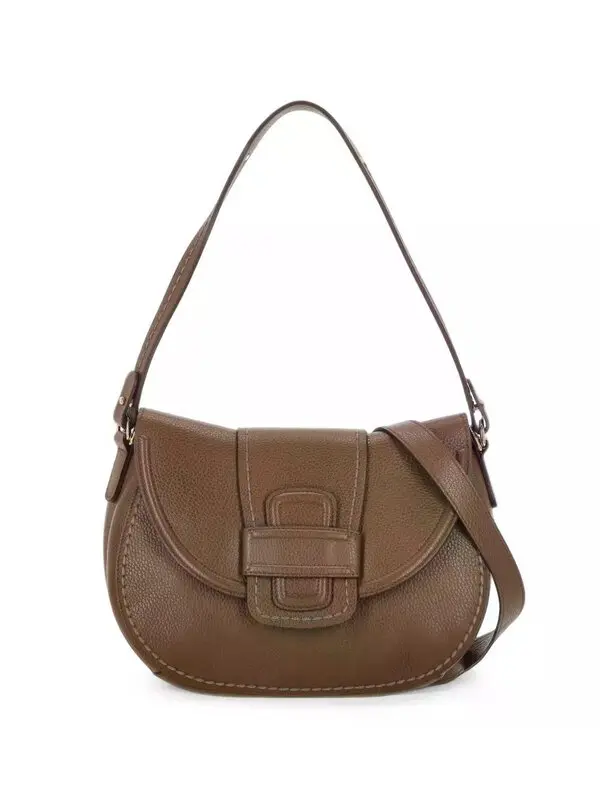 VISONA` Grainy Leather Shoulder Bag