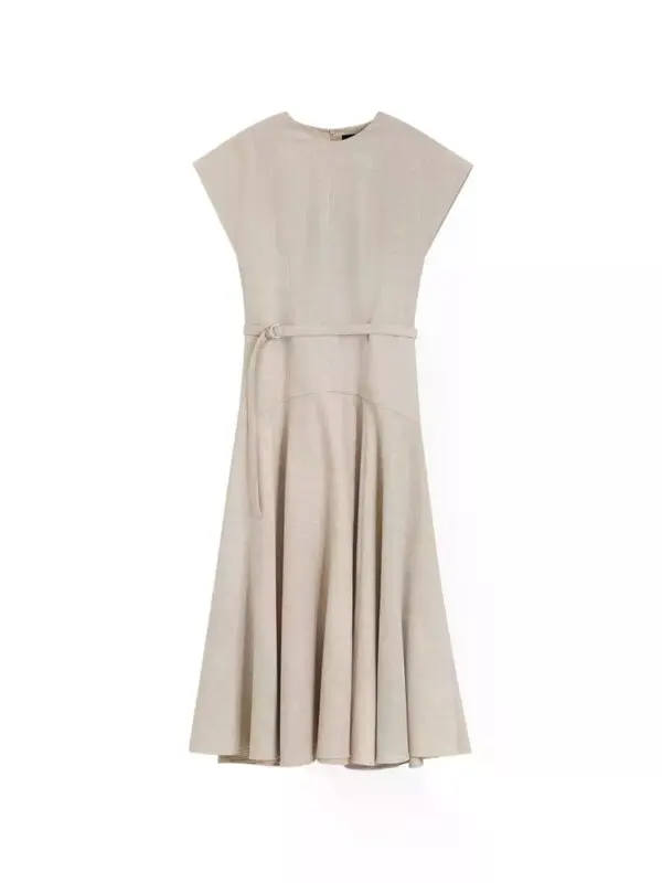 BOSS Belted Maxi Dress In Melange Flannel - Neutrals