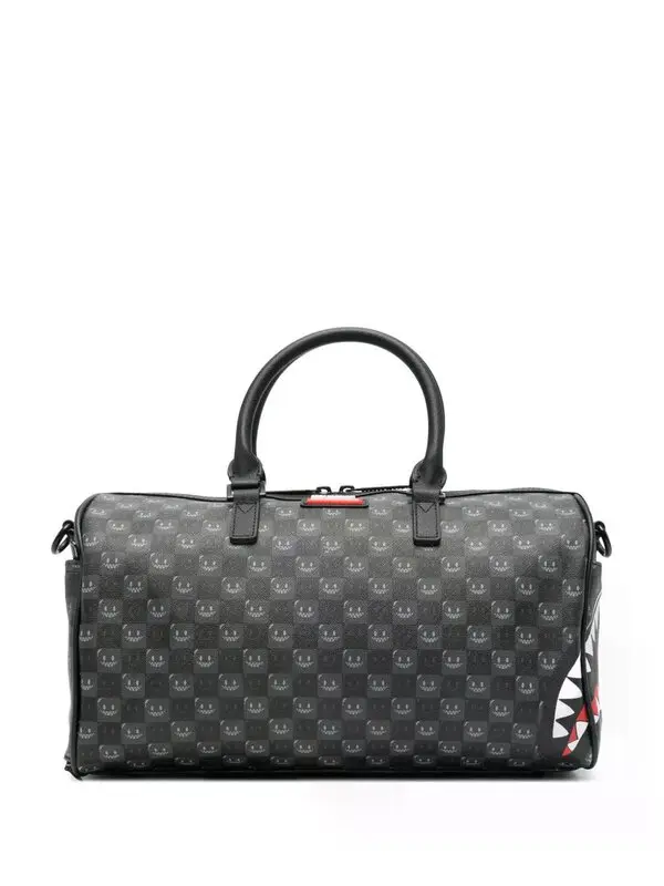 SPRAYGROUND Check Pattern Shark Motif Holdall - Black
