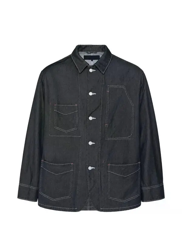 Comme Des Garçons Contrast-stitch Patch-pocket Jacket - Grey