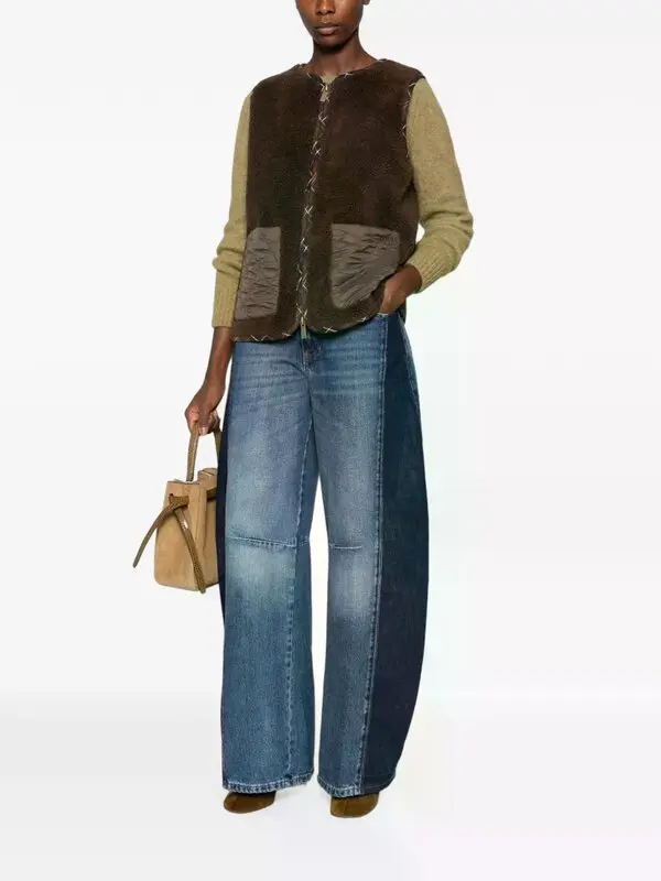 VICOLO Quilted-pocket Teddy-texture Gilet - Brown