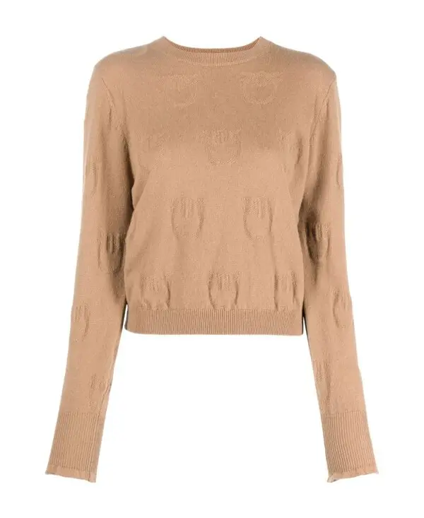 Pinko Logo-debossed Cashmere Top - Nude