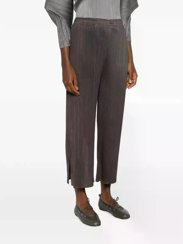 Issey Miyake Dark Pleated Texture Trousers - Grey