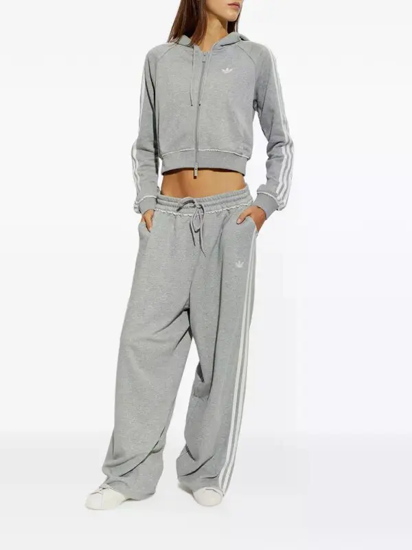 Adidas Logo-embroidered Zip-up Hoodie - Grey