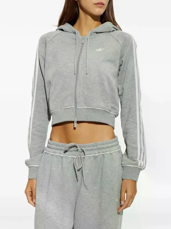 Adidas Logo-embroidered Zip-up Hoodie
