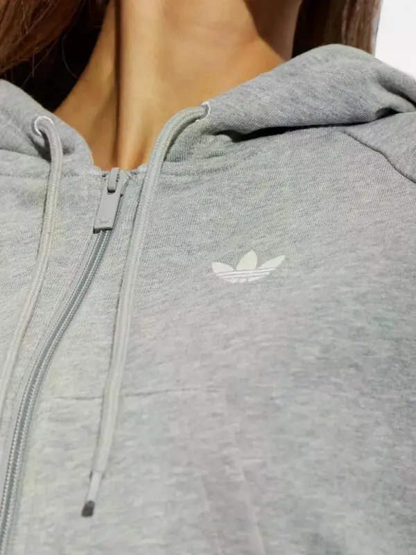 Adidas Logo-embroidered Zip-up Hoodie