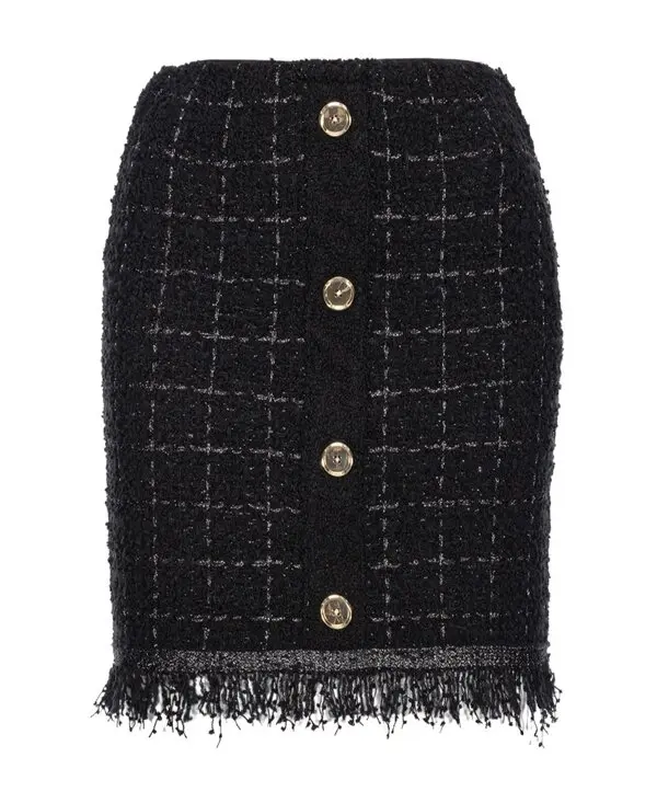 Pinko Girino Basket-weave Fringed Miniskirt - Black