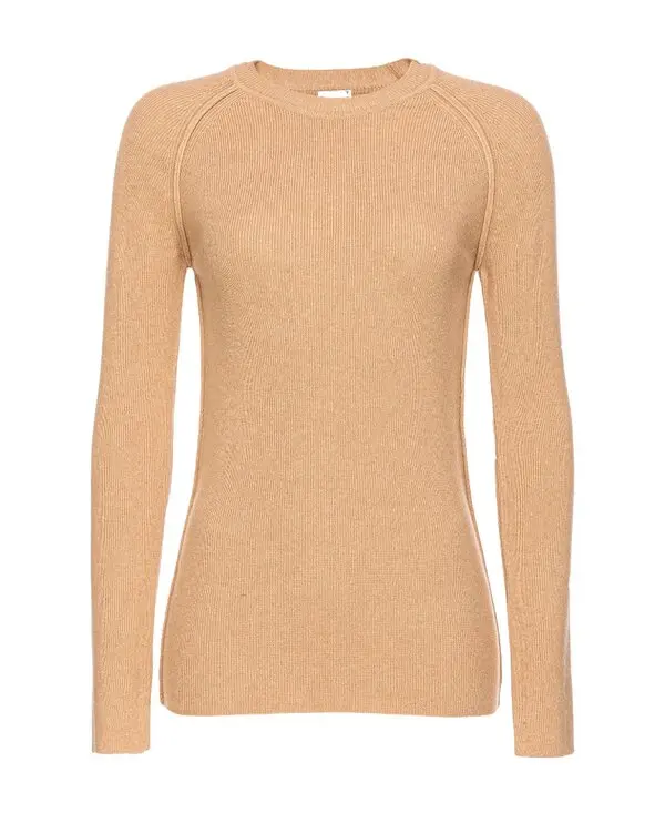 Pinko Logo-plaque Ribbed-knit Jumper - Nude