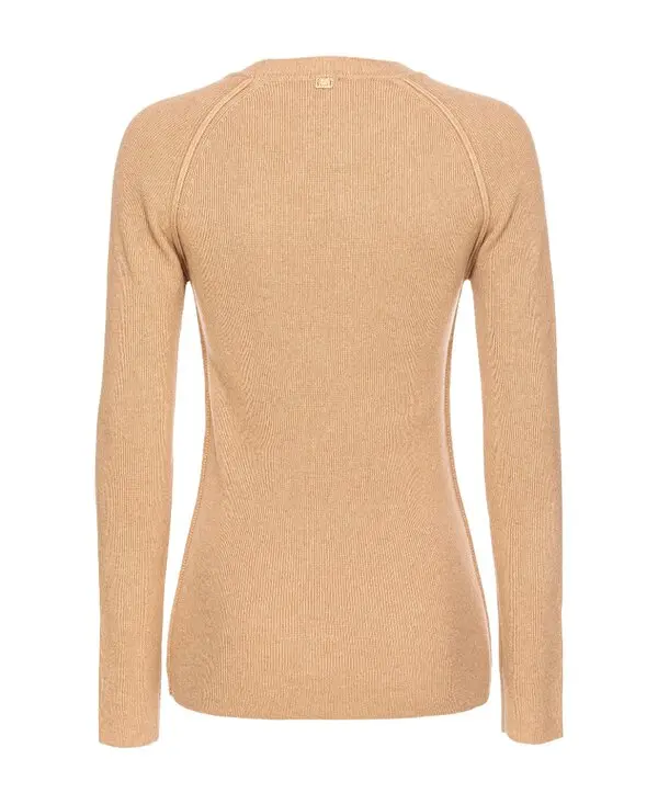 Pinko Logo-plaque Ribbed-knit Jumper
