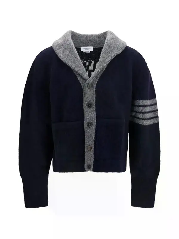 Thom Browne 65 Intarsia Cardigan Jacket - Blue