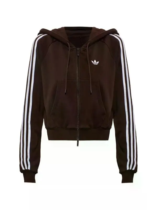 Adidas Logo-embroidered Side-stripe Hoodie - Brown