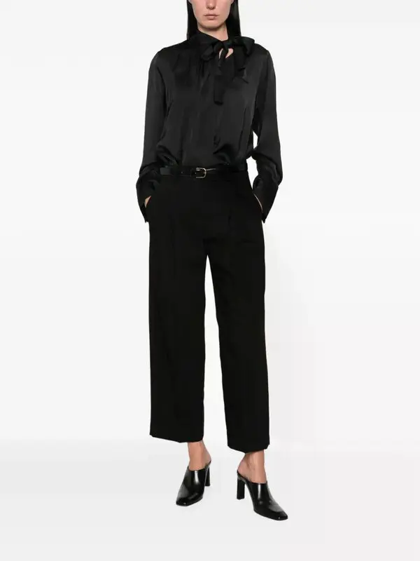 Dixie Pussy-bow Long-sleeve Blouse