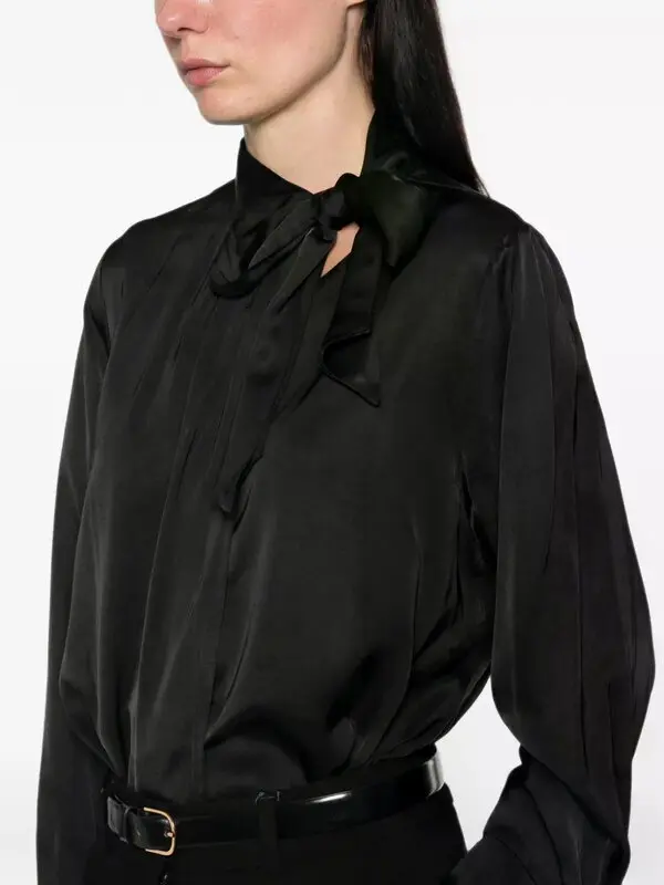Dixie Pussy-bow Long-sleeve Blouse