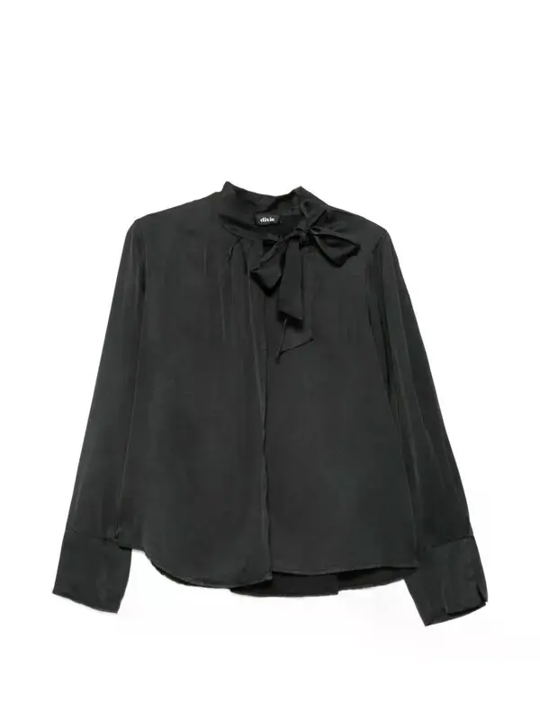 Dixie Pussy-bow Long-sleeve Blouse - Black