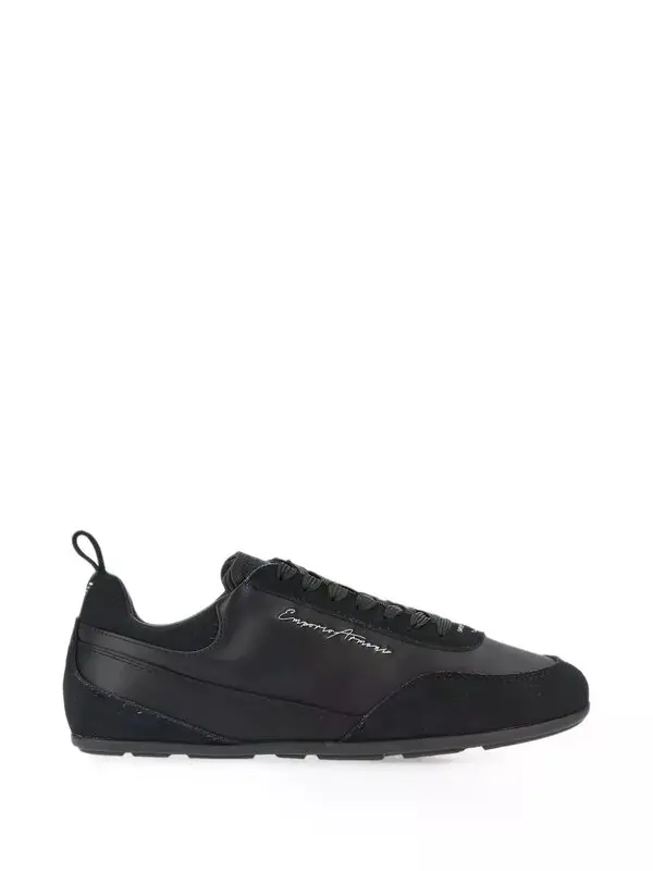 Emporio Armani Logo-print Panelled Sneakers - Black