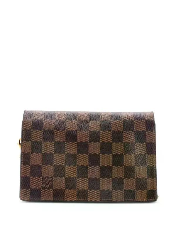 LOUIS VUITTON Vavin Chain Wallet Nm Damier With Leather Crossbody Bag - Brown