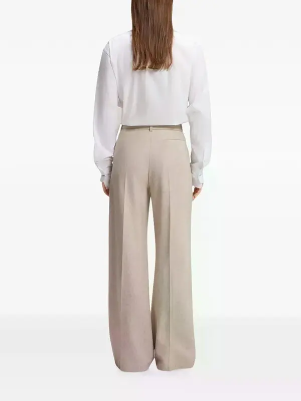 BOSS Wide-leg Flannel Trousers With Double Front Pleats