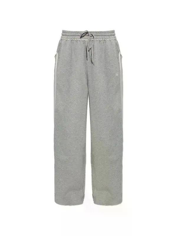 Adidas Logo-embroidered Wide-leg Track Pants - Grey