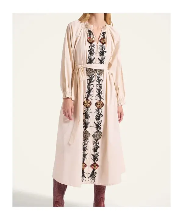 La DoubleJ Embroidered Ruffle-trimmed Dress