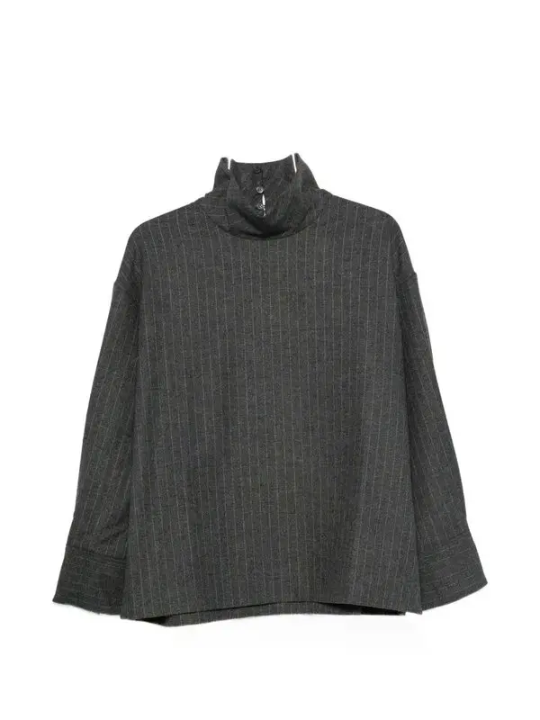 LA PISCINE Pinstripe-pattern High-neck Blouse - Grey
