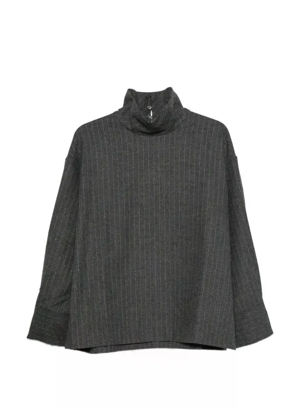 LA PISCINE Pinstripe High Neck Blouse