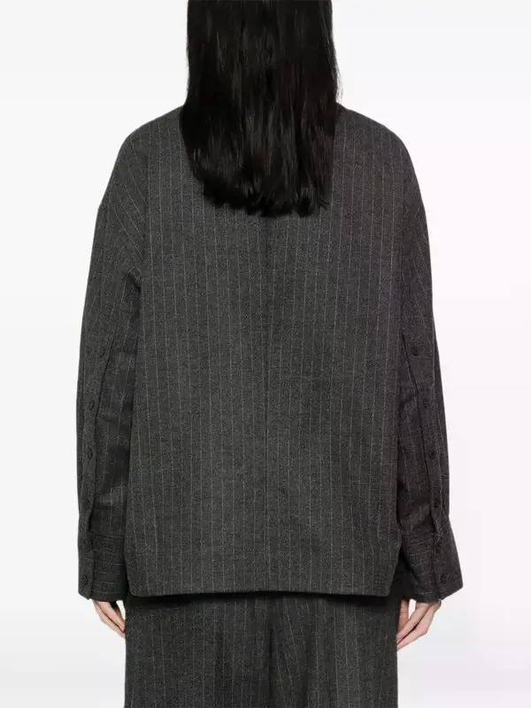 LA PISCINE Pinstripe High Neck Blouse