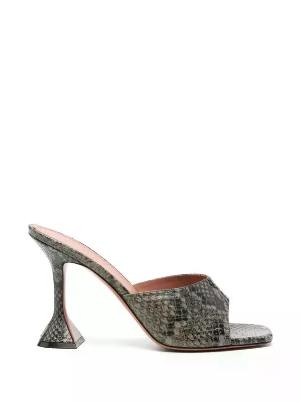 Amina Muaddi Lupita Snake-effect Mules - Grey