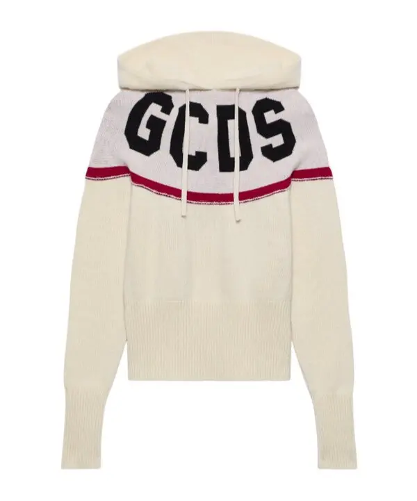 Gcds Logo Hooded Jumpers - Bone