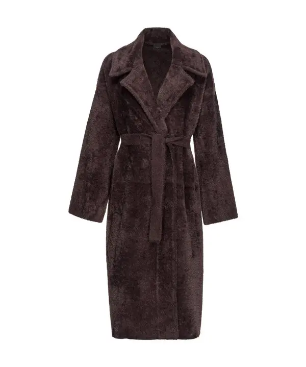 Pinko Uvaggio Belted Faux-fur Coat - Black