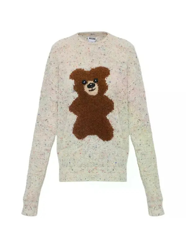 Moschino Sweater With Bear Motif - Neutrals
