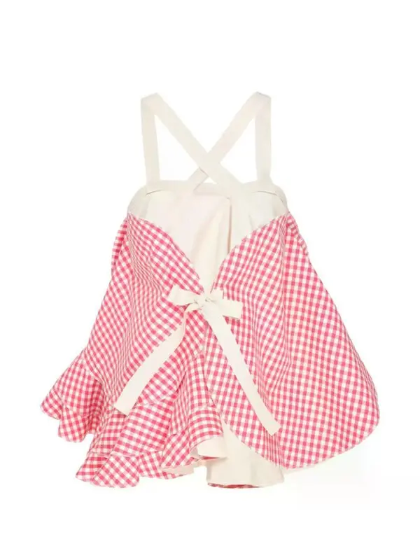 COMME DES GARÇONS TAO Gingham Check Ruffled Top
