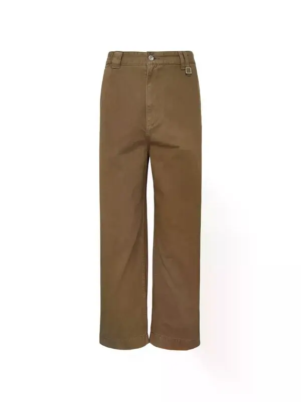 WOOYOUNGMI Khaki Chino Trousers With Logo Patch