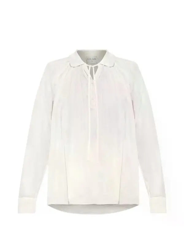 FORTE_FORTE Tie-fastening Semi-sheer Blouse - White