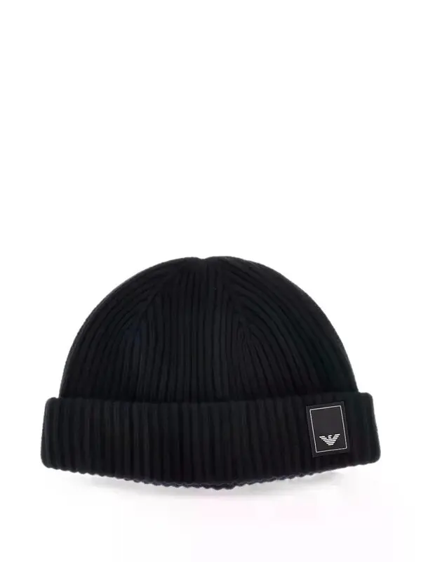 Emporio Armani Logo-patch Ribbed Beanie Hat