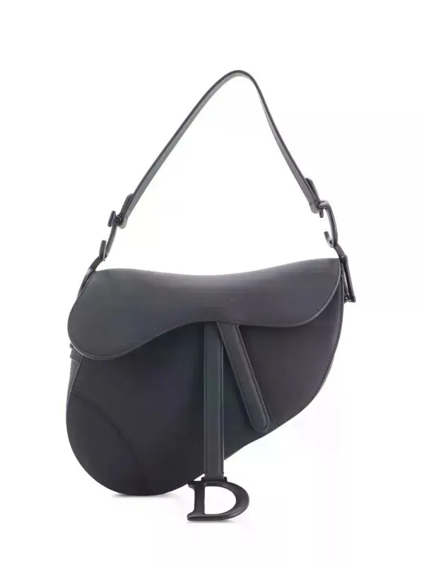Dior Ultra Matte Saddle Handbag Leather Medium Shoulder Bag - Black
