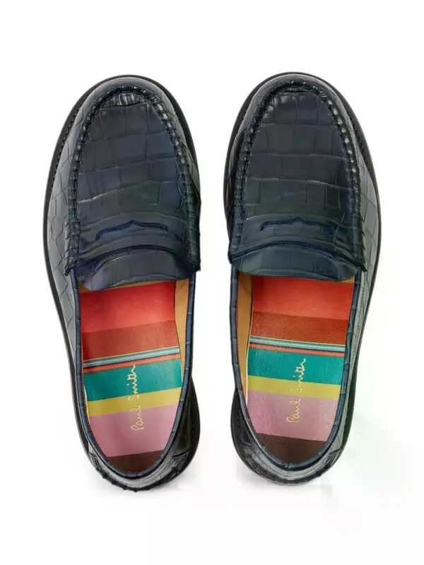 Paul Smith Navy Croc-emboss 'rialto' Loafers