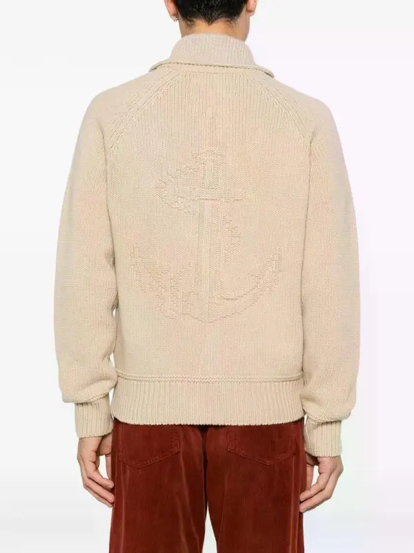 SEBAGO Anchor-intarsia Zip-up Cardigan
