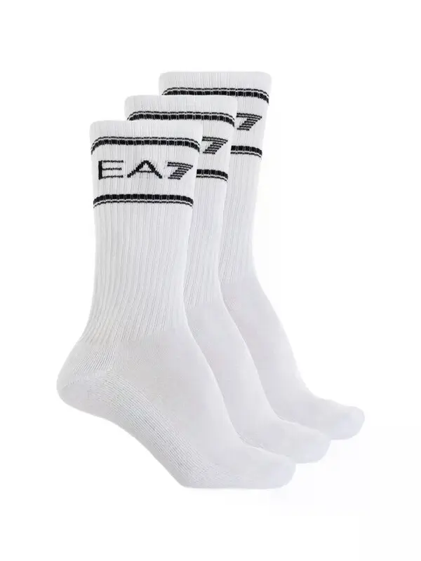 EA7 Dynamic Athlete Logo-print Three-pack Socks - White