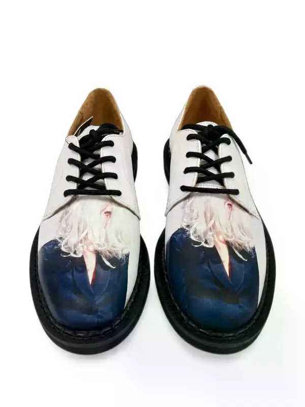 Undercover Graphic Print Leather Derby Shoes