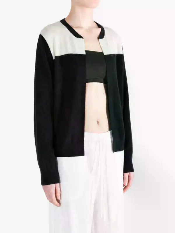 Frenckenberger Colour-block Open-front Cardigan - Black