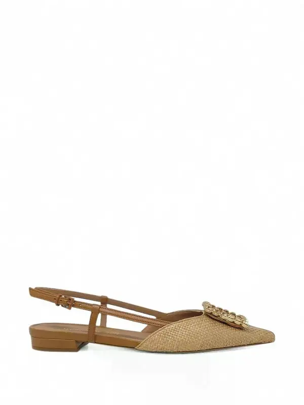 MADISON MAISON Lavanda Crystal-embellished Slingback Flat Pumps - Neutrals