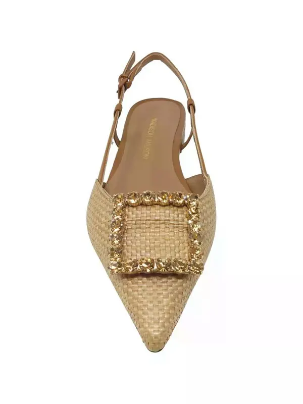 MADISON MAISON Crystal-embellished Slingback Flat Pumps