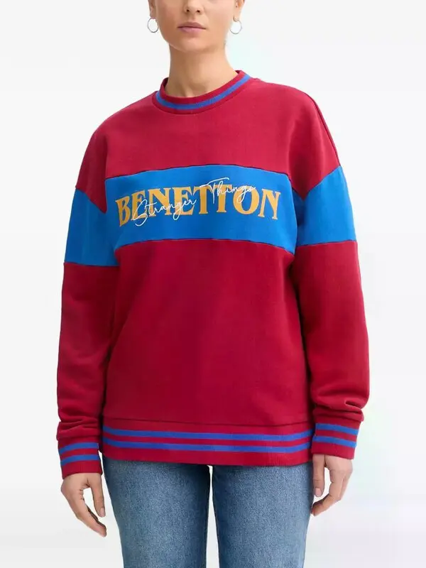 BENETTON Color-block Crewneck Sweatshirt - Red