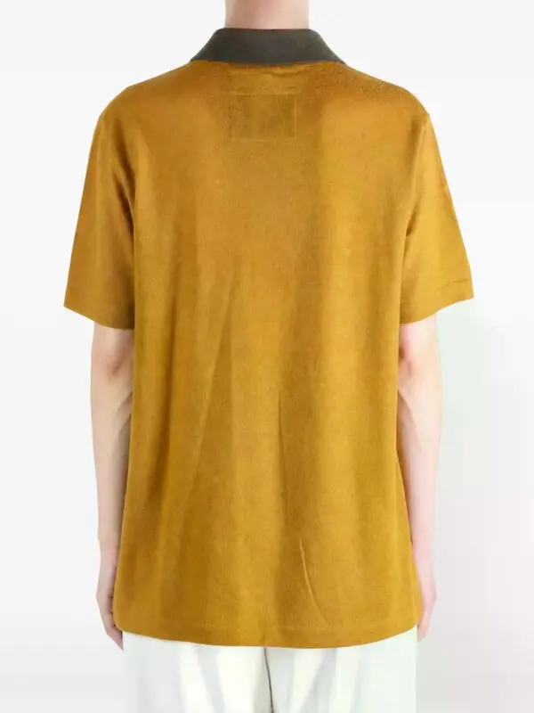Frenckenberger Knitted V-neck Polo Shirt - Yellow