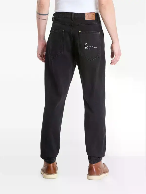 KARL KANI Small Signature Logo-embroidered Jeans - Black